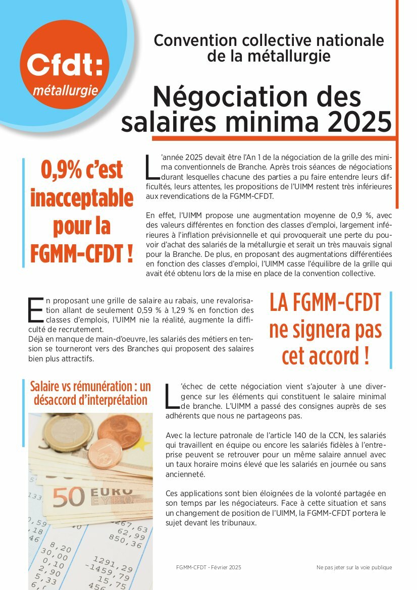 La Négociation des Salaires Minima de la Métallurgie en 2025: La FGMM-CFDT refuse l'accord ...